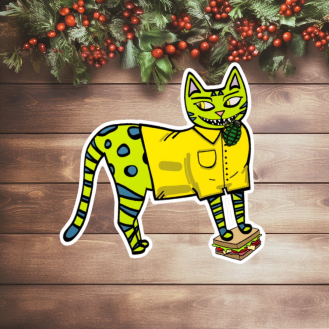 VINYL Sticker, Funny Bengal CAT Kiss-cut Decal, Mischievous Cats, Cat ...