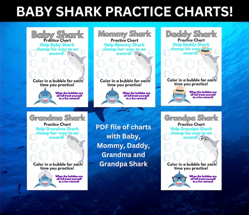 Baby Shark Practice Charts! | Printable Instant Download - Etsy