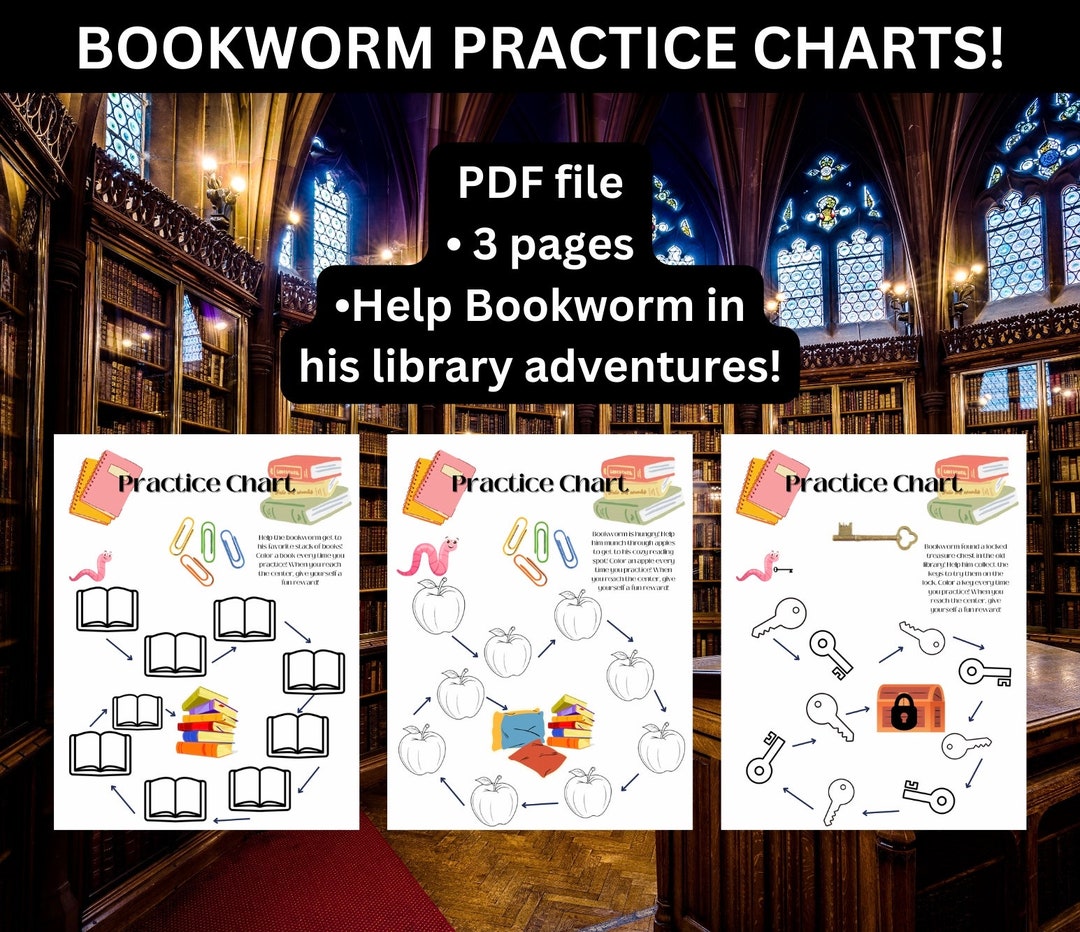 Bookworm Practice Charts! | Printable | Instant Download - Etsy