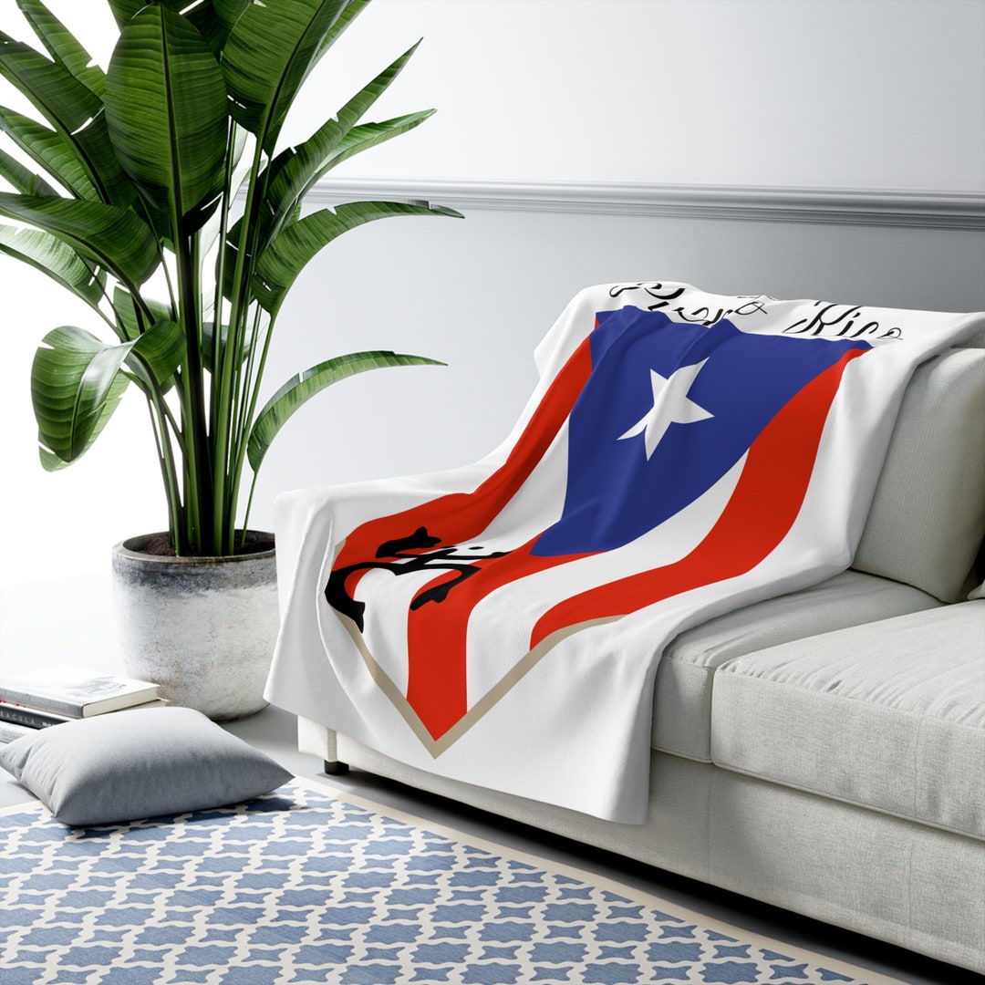 Puerto Rico Flag Sherpa Fleece Blanket, Puerto Rico Patriot Blanket ...