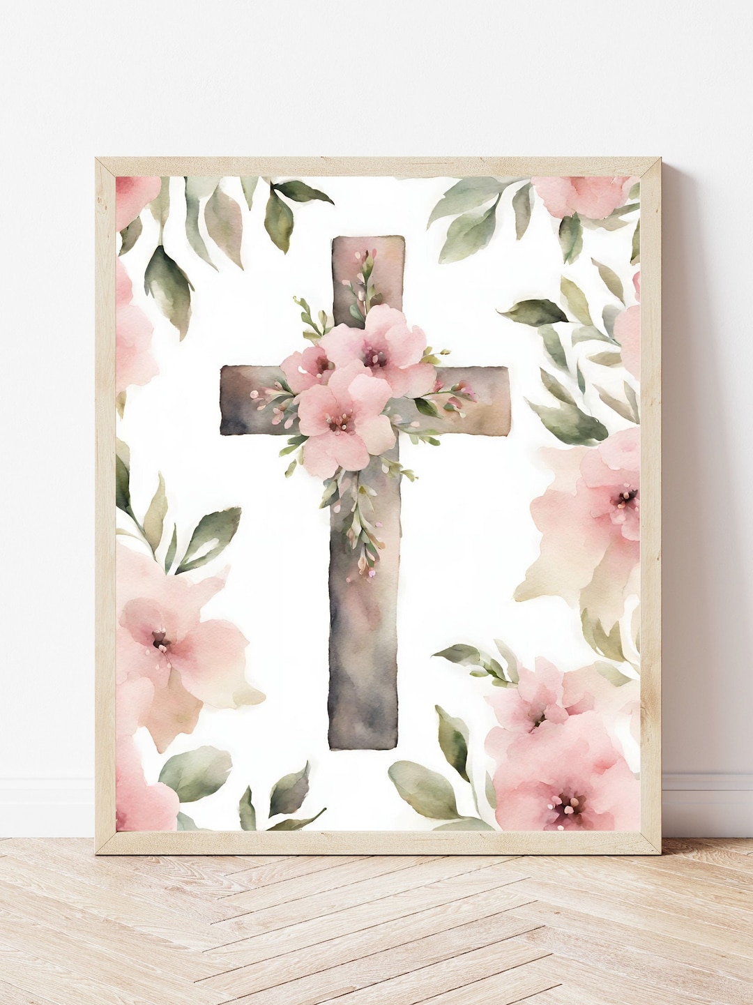 Watercolor Floral Cross Printable, Nursery Art, Christian Gifts ...