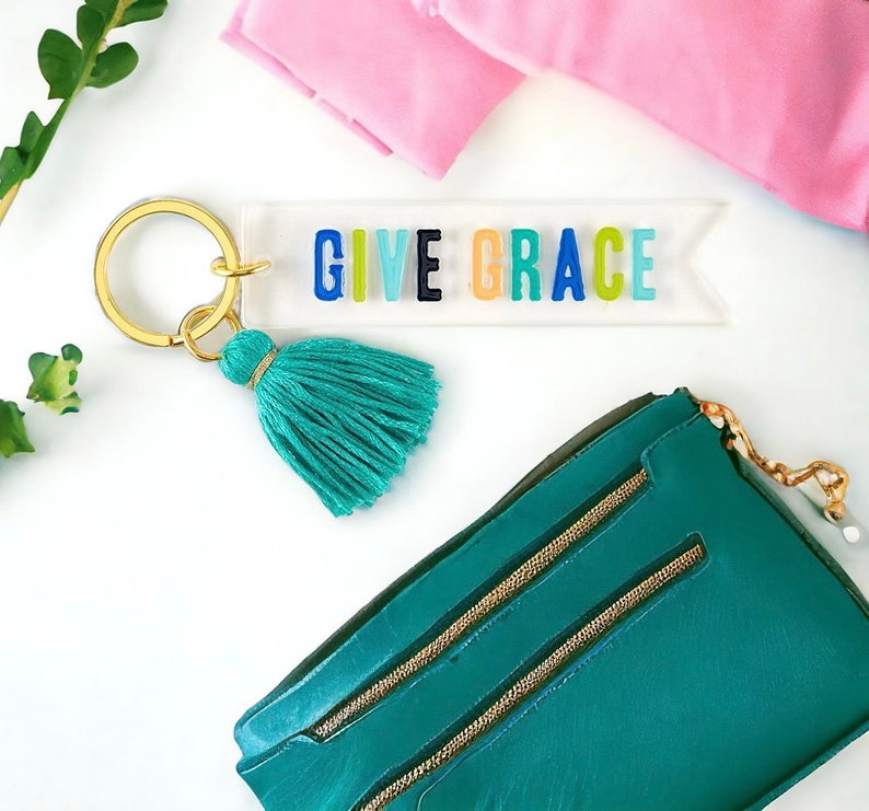 50% OFF! Christian Party Favors, Give Grace Acrylic Keychain, Christian ...