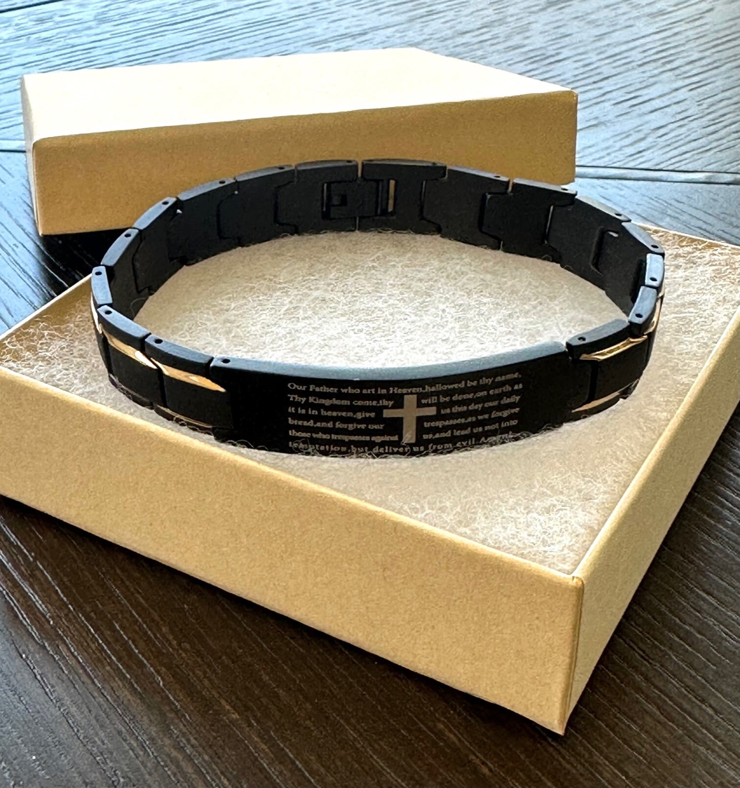 Lord's Prayer Mens Bracelet Stainless Steel | Christian Bracelet | Our ...