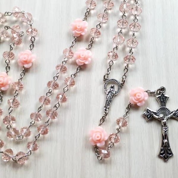 Pink Rosary - Etsy
