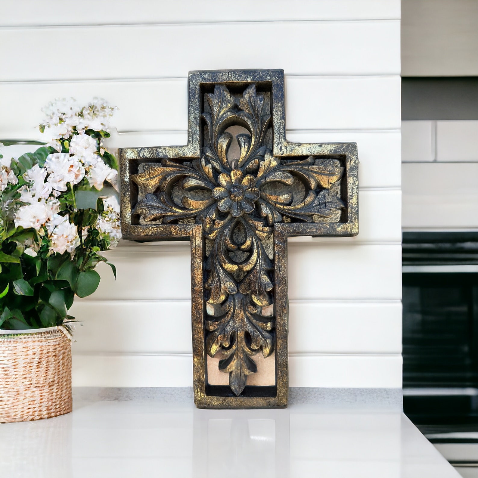 Bronze Gold Wall Cross Christian Gifts Christian Decor Catholic Decor ...