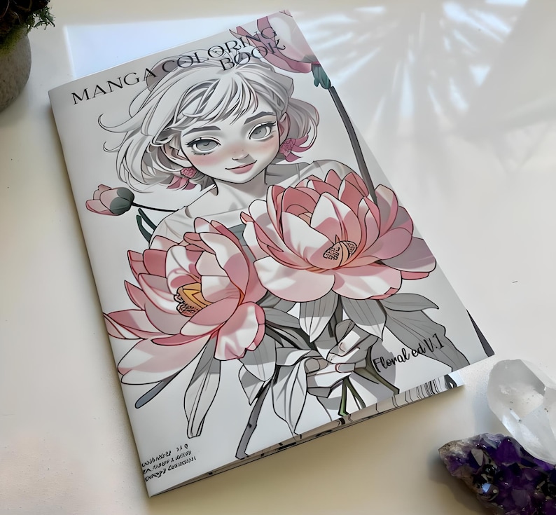 Adult Anime and Floral Themed Coloring Book paper Back Book - Etsy