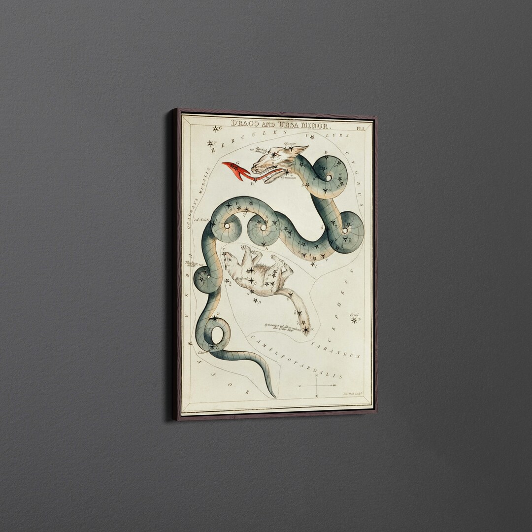 Draco and Ursa Minor by Sidney Hall Canvas Wall Art & Poster Print [5:7 ...