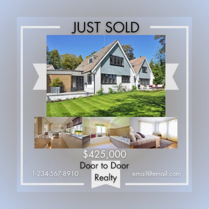Editable Canva Template for "just Sold" Real Estate Social Media Post ...