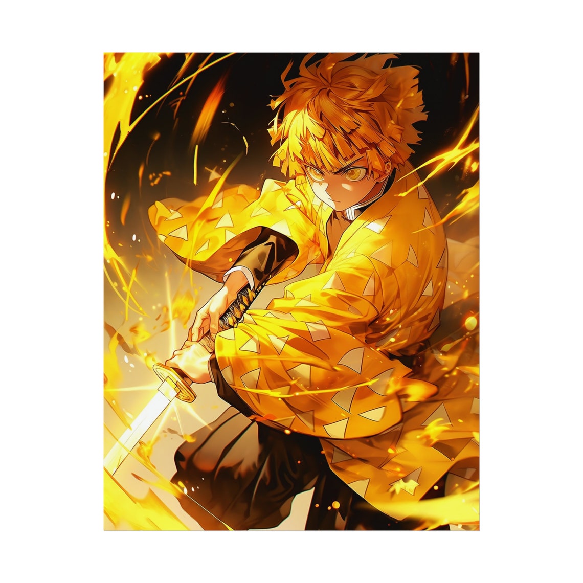 Zenitsu Agatsuma Demon Slayer Poster Fan Art - Etsy