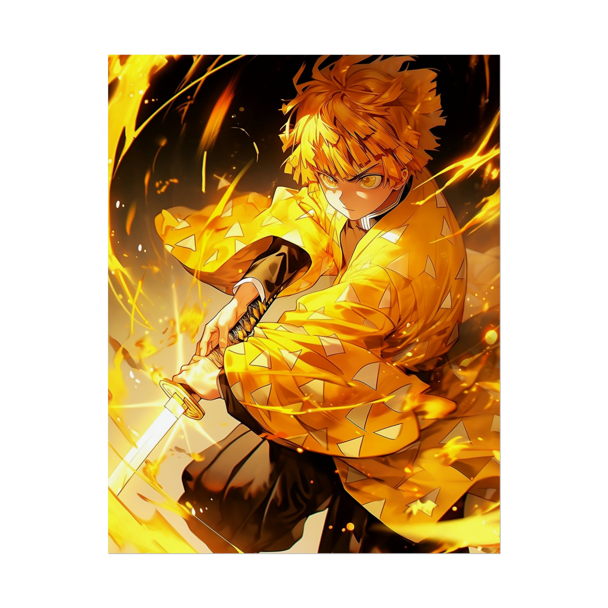Zenitsu Agatsuma - Demon Slayer - Poster - Fan Art - Etsy