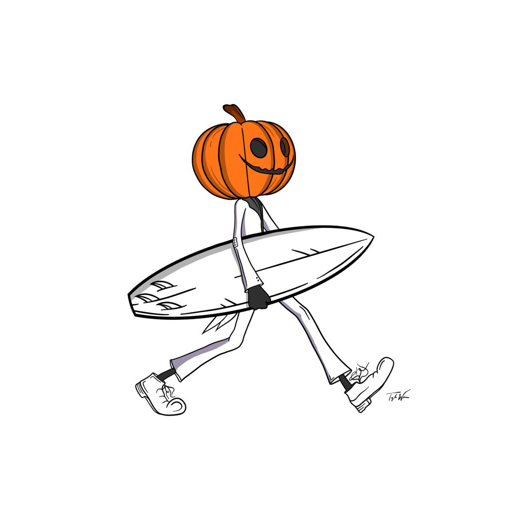 Printable Surf Art Surf Pumpkin Halloween Decor for Surfers Pumpkin Art ...