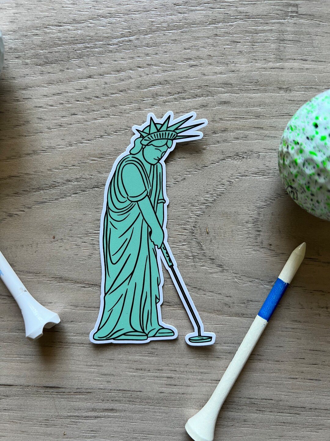 Statue of Liberty Golfer | Vinyl Die Cut Sticker | Waterproof | 4th of ...