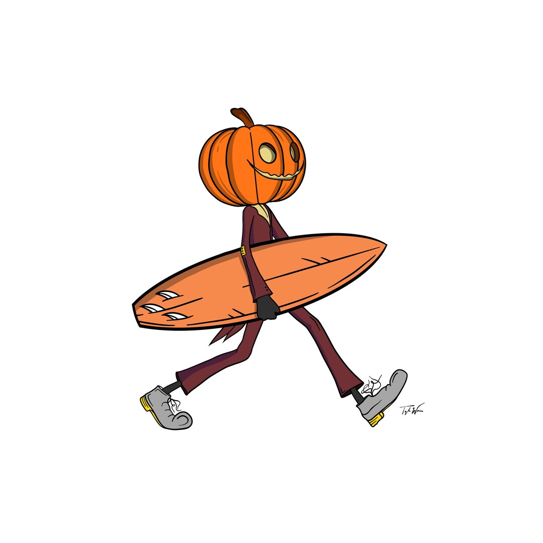 Printable Surf Art Surf Pumpkin Minimal Decor for Surfers Pumpkin Art ...