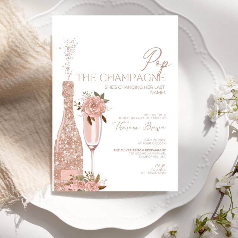 Champagne Invitation - Etsy