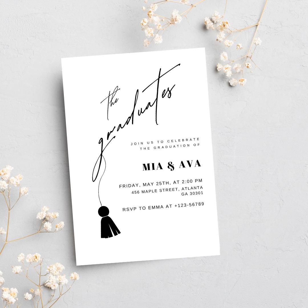 Modern Joint Graduation Photo Invite for Twins or Siblings Class of ...