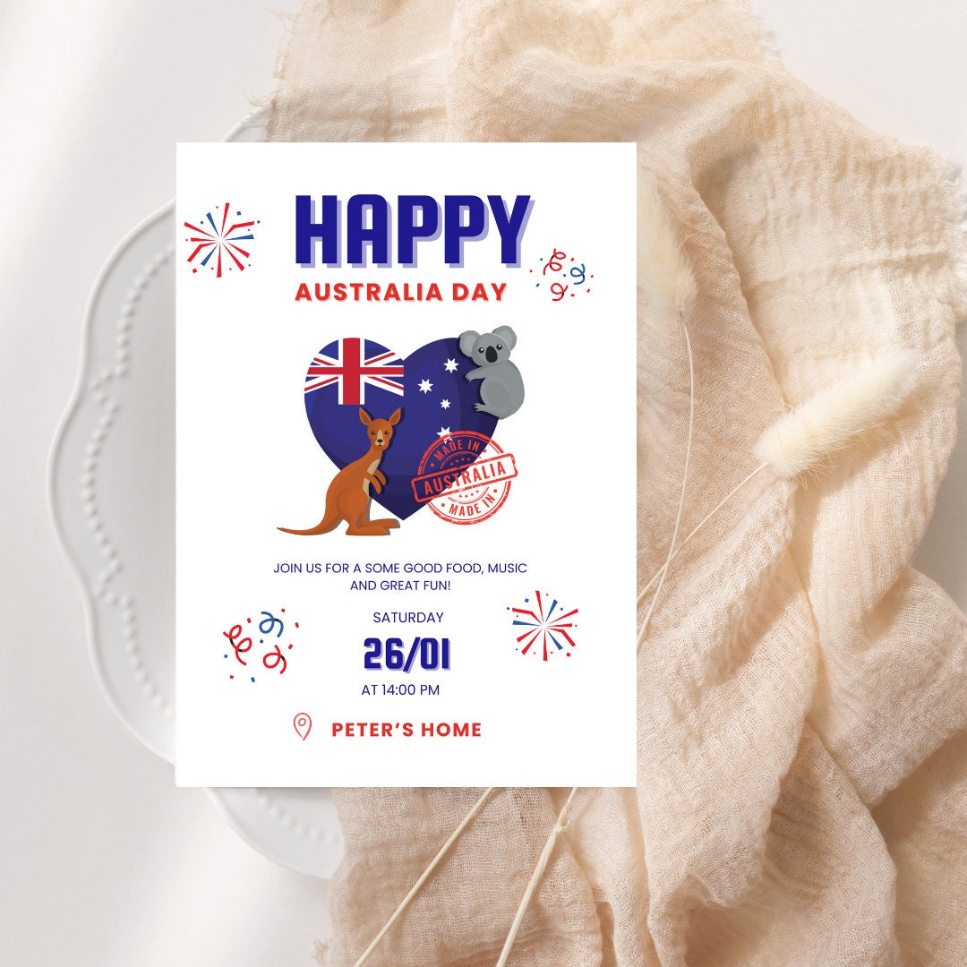 Digital Australia Day BBQ Invitation, Editable Aussie Day Invitation ...