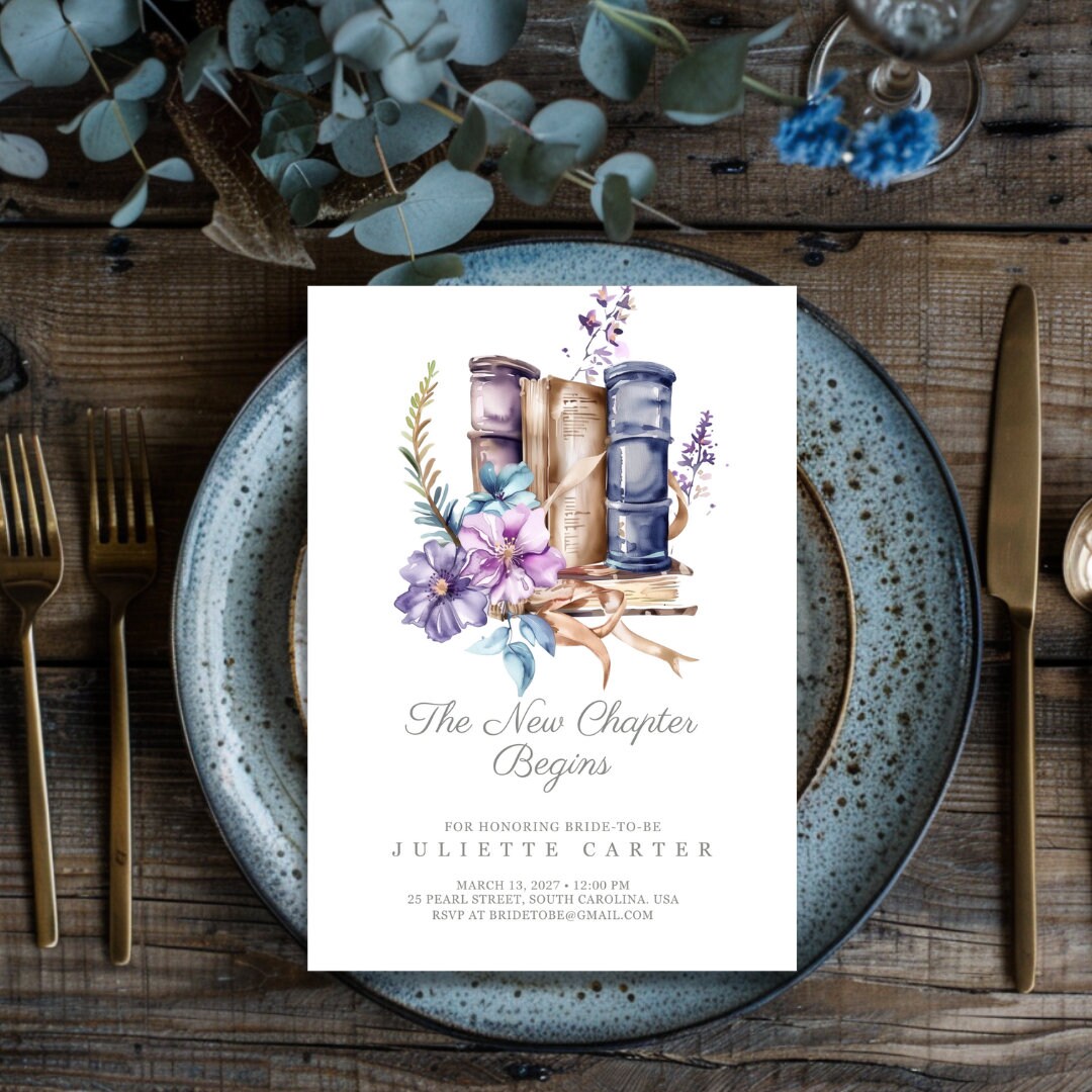 A New Chapter Bridal Shower Invitation, Book Bridal Shower Invitation ...