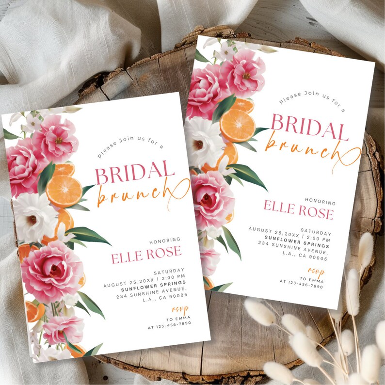 Editable Citrus Bridal Shower Invitation, Orange Bridal Shower ...