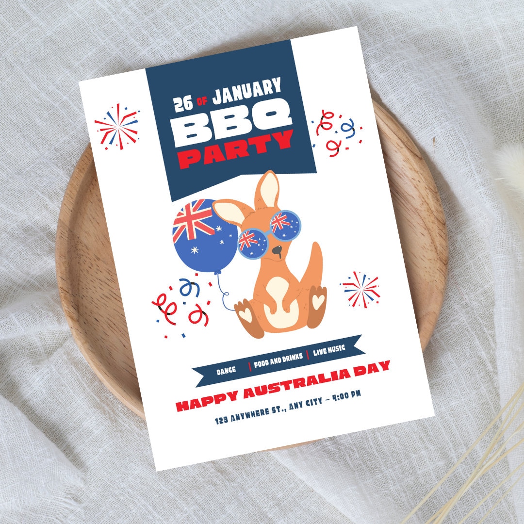 Digital Australia Day BBQ Invitation, Australia Day Evite, Australia ...