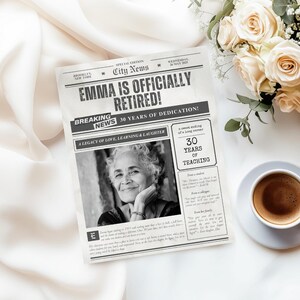 Retirement Newspaper Card Template Editable Gift for Teacher Retirement ...