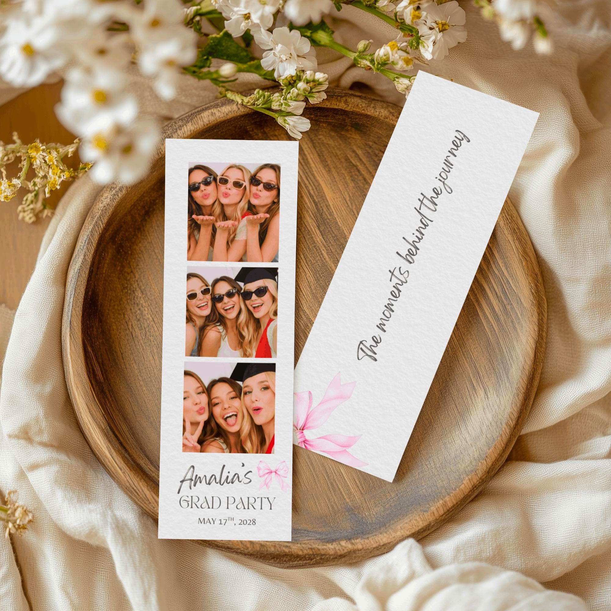 Graduation Photo Booth Strip Template, Pink Bow Coquette Canva Design ...
