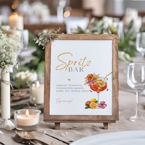 Signature Drink Bar Menu Template, Aperol Spritz Bar Sign, Aperol ...