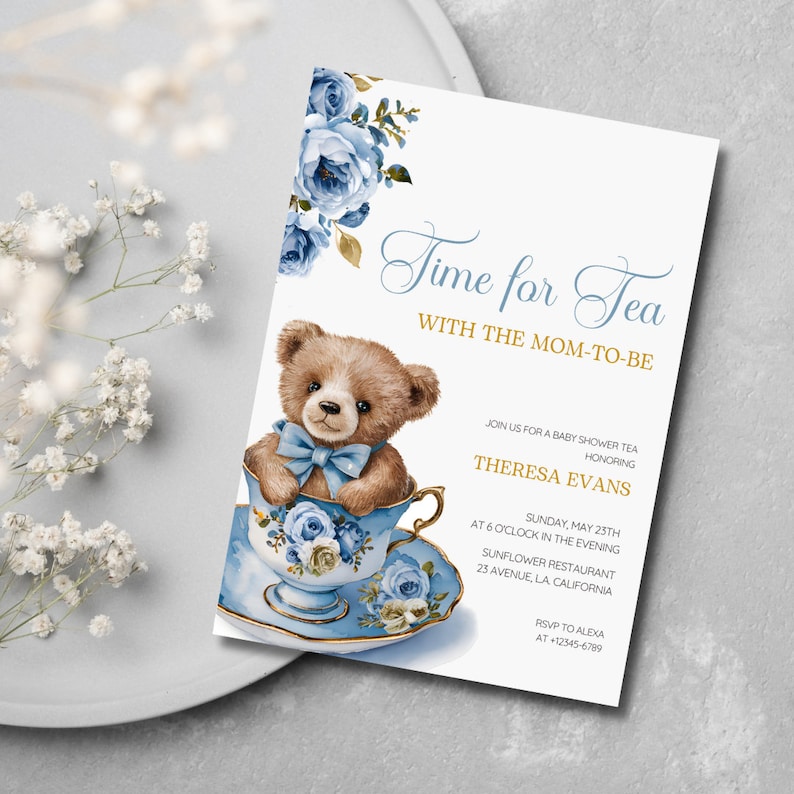 Editable Tea Party Baby Shower Invitation Template, Time for Tea With the Mom-to-be, Tea Time ...