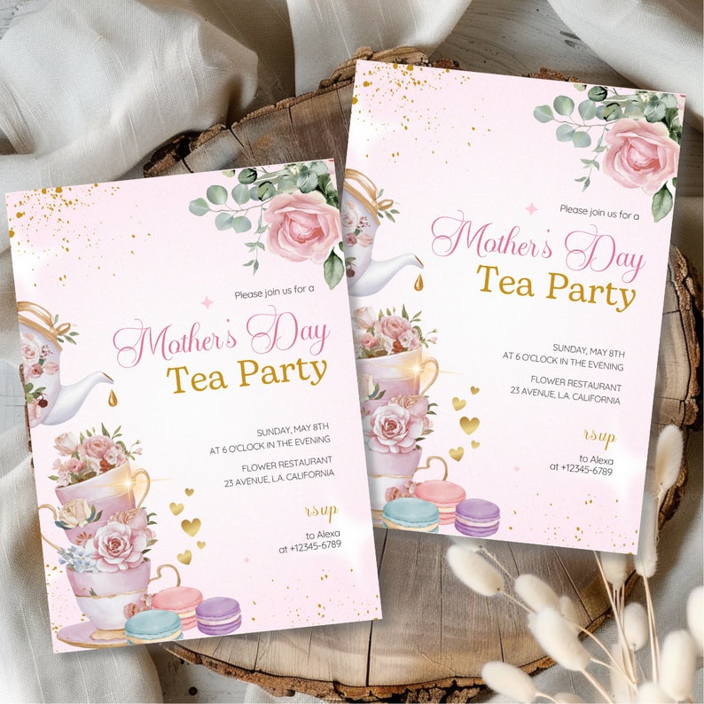 Editable Mothers Day Tea Party Invitation, Tea Party Mother's Day ...