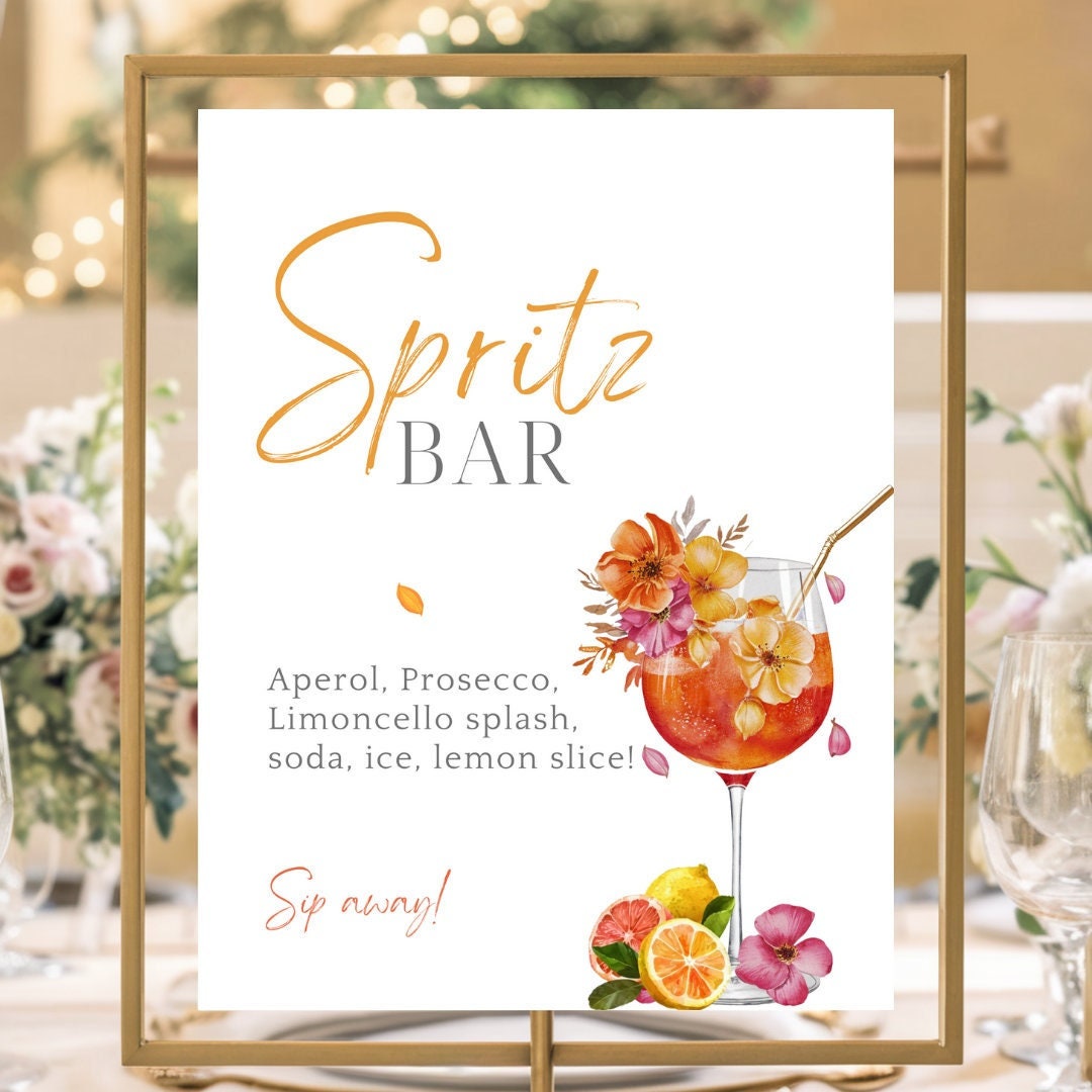 Signature Drink Bar Menu Template, Aperol Spritz Bar Sign, Aperol ...