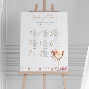 Pearls and Prosecco Seating Chart Template | Editable Bridal Shower ...