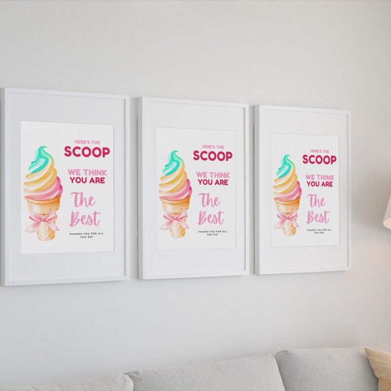 Here's the Scoop You're Awesome Sign, Ice Cream Sign Teacher and Staff ...