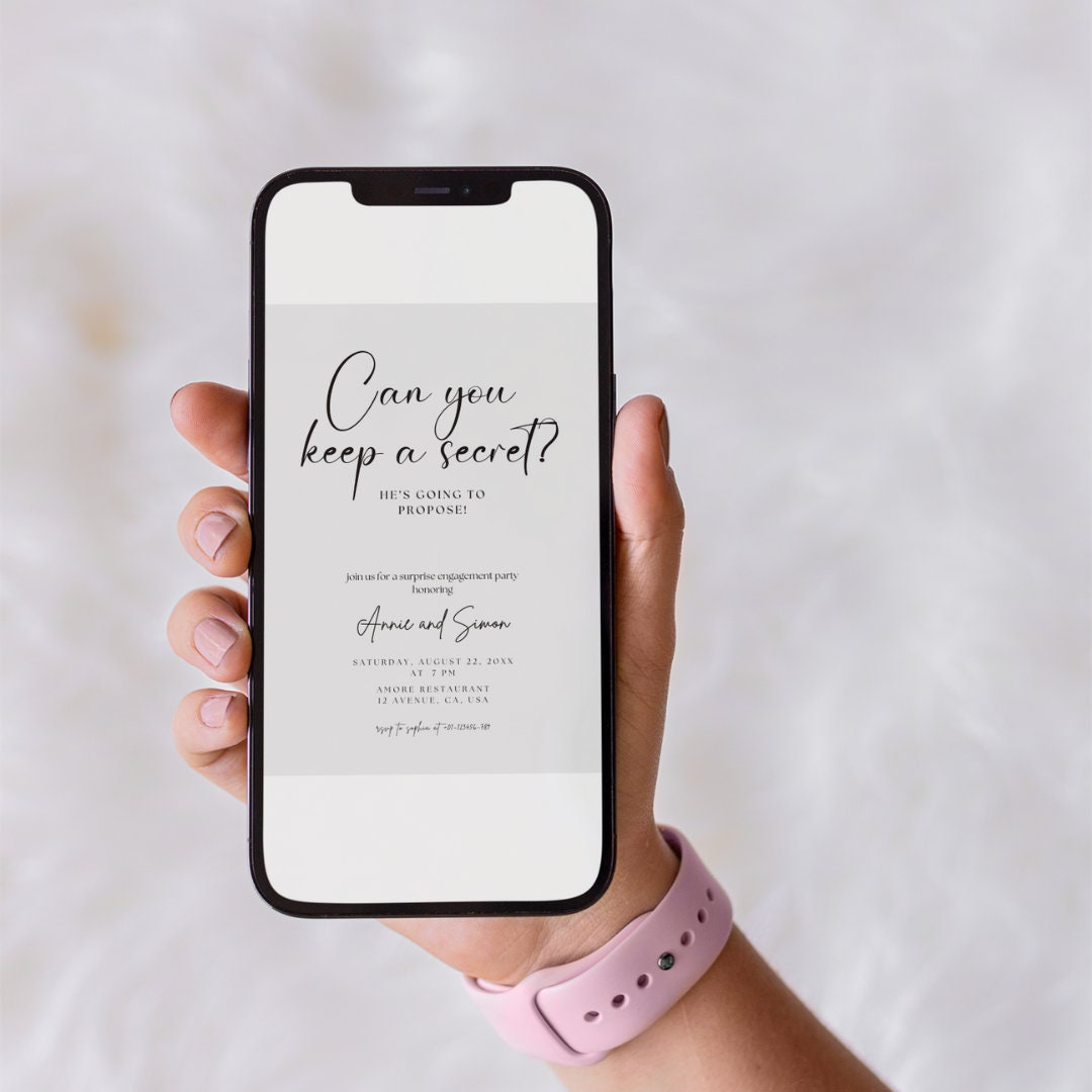 Digital Engagement Party Invitation Template, Surprise Engagement Party ...
