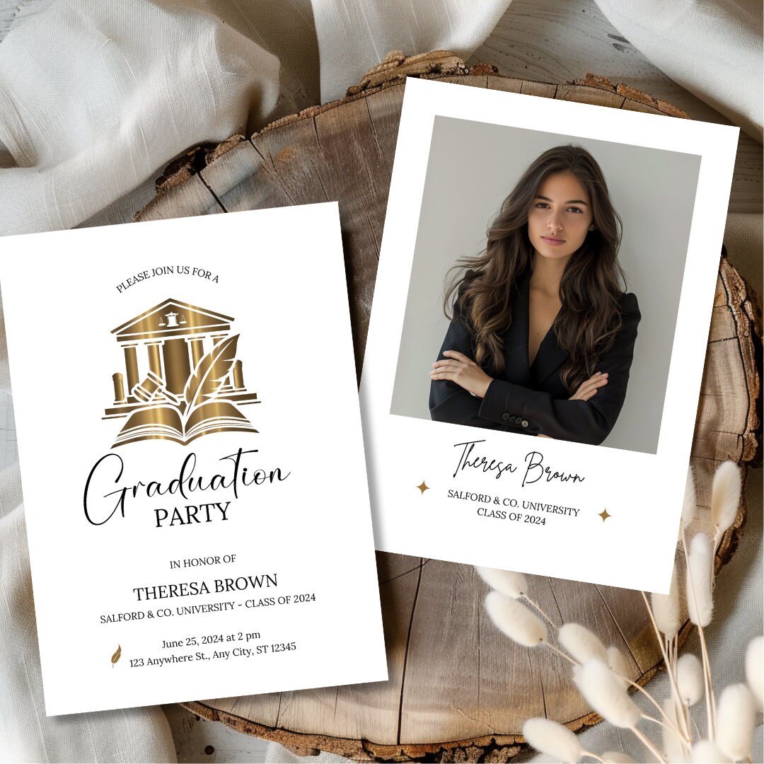Editable Law School Graduation Party Invitation, Scales of Justice ...