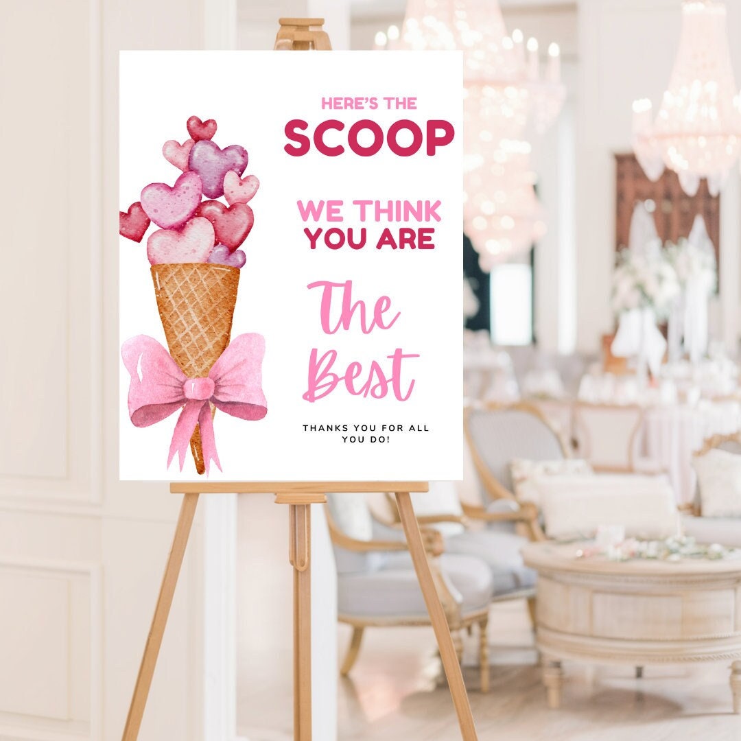 Here's the Scoop You're Awesome Sign Poster, Ice Cream Teacher and ...