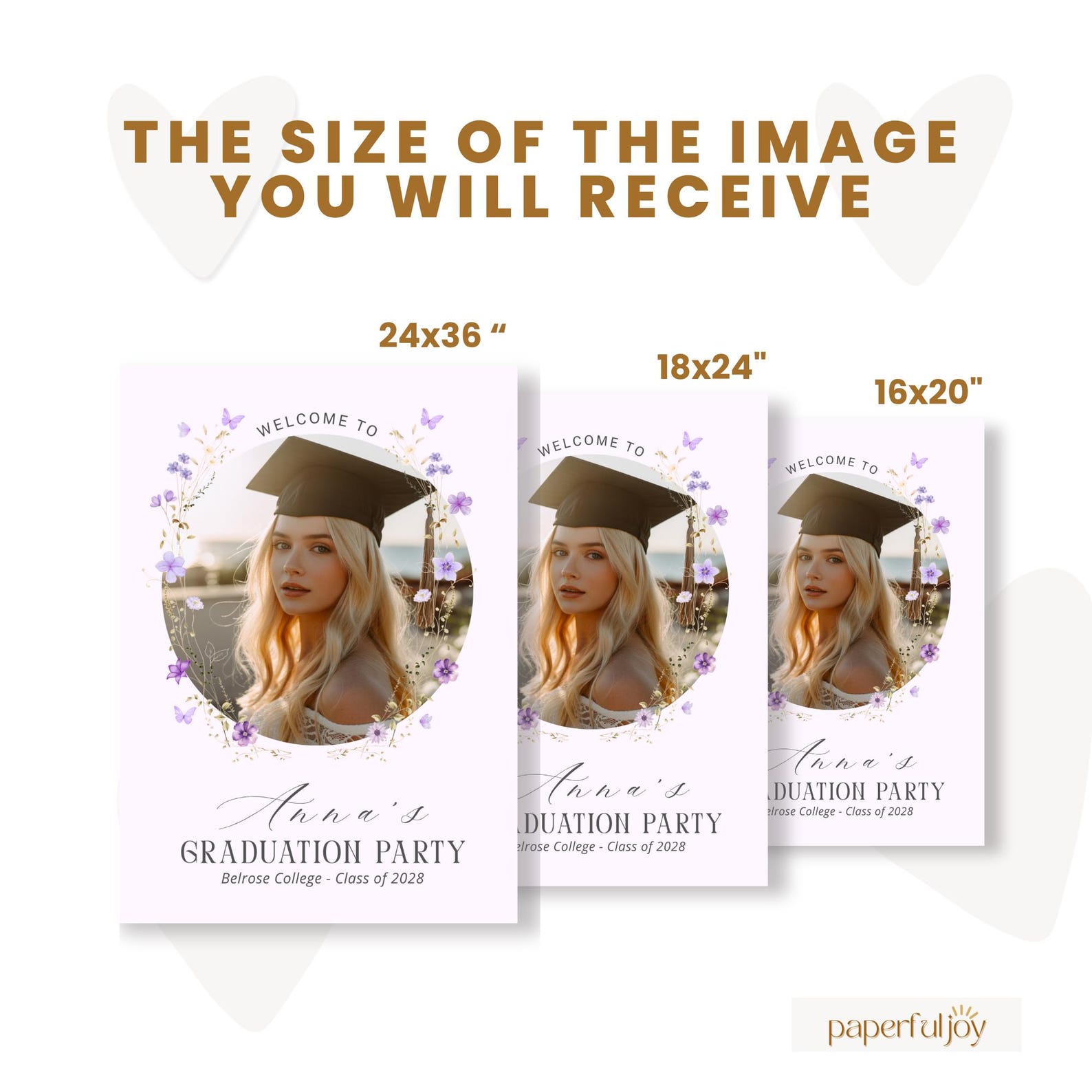 Purple Wildflower Graduation Photo Welcome Sign Template, Editable ...