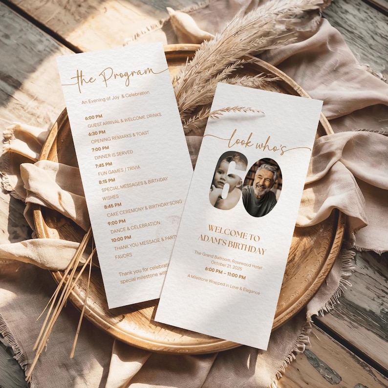 60th Birthday Dinner Program With Photo, Look Who’s 60, Editable 4x9 ...