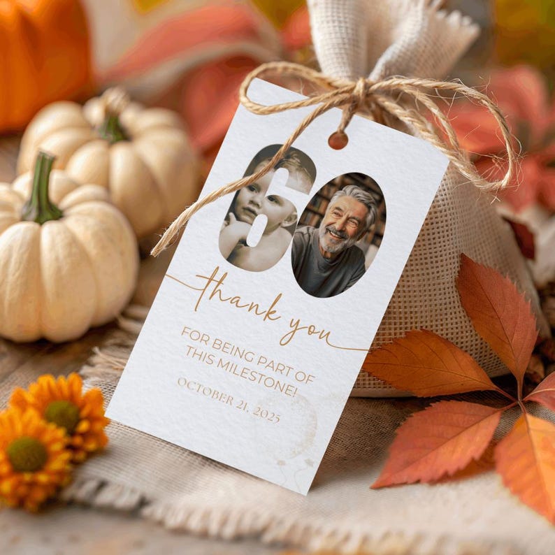 60th Birthday Thank You Tag, Look Who's 60 Favor Tags, Printable ...