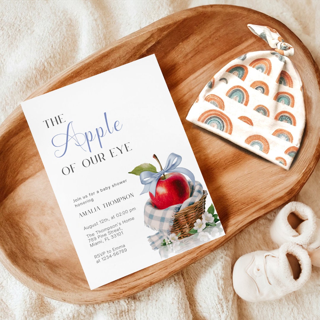 Fall Baby Shower Invitation Apple, Apple of Our Eye Baby Shower ...