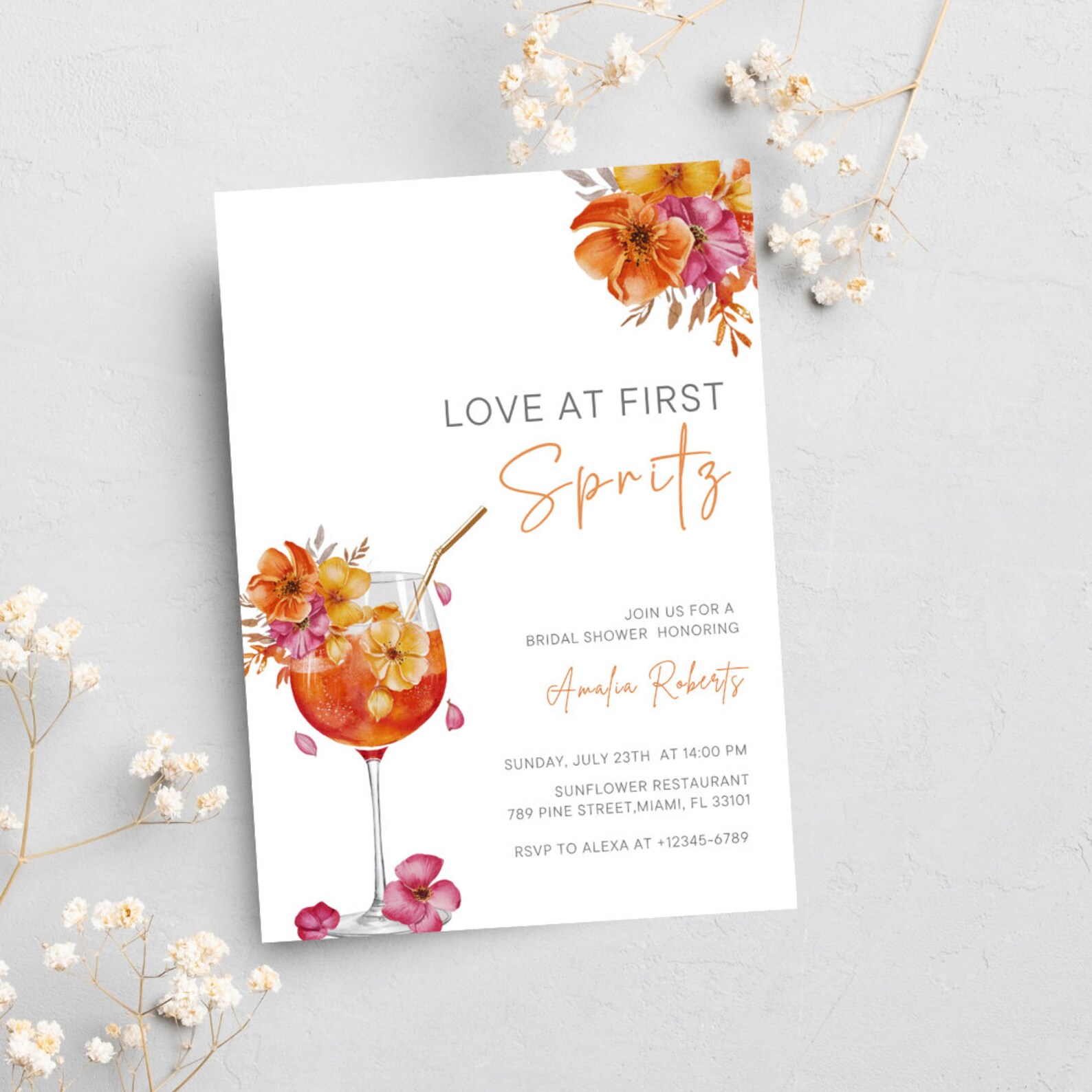 Aperol Spritz Bridal Shower Invitation, Love at First Spritz Bridal ...