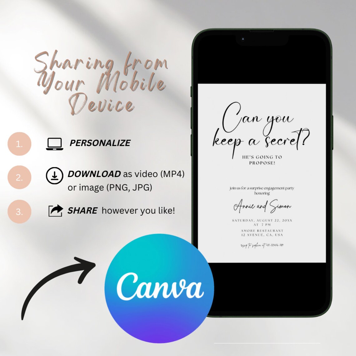 Digital Engagement Party Invitation Template, Surprise Engagement Party ...