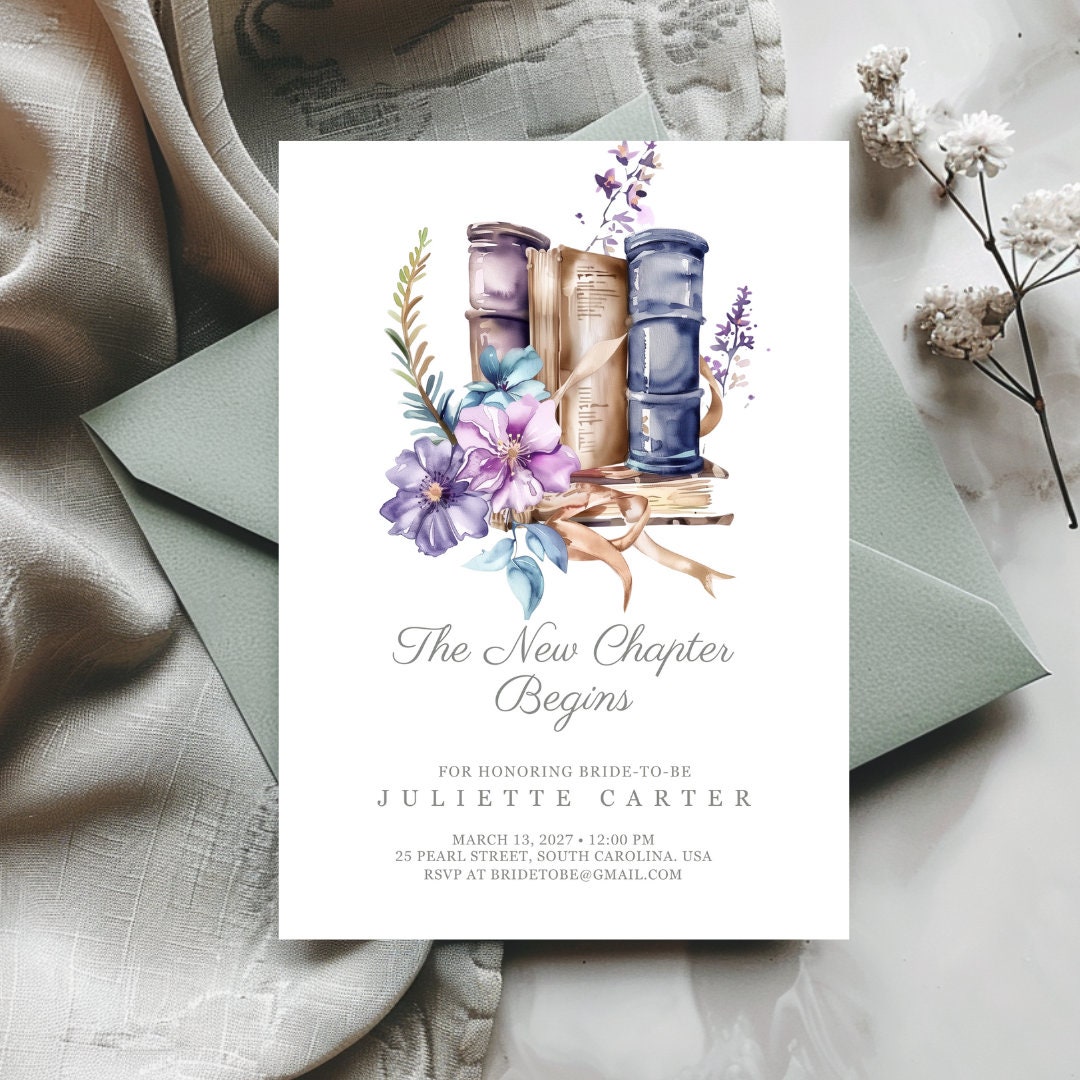 A New Chapter Bridal Shower Invitation, Book Bridal Shower Invitation ...