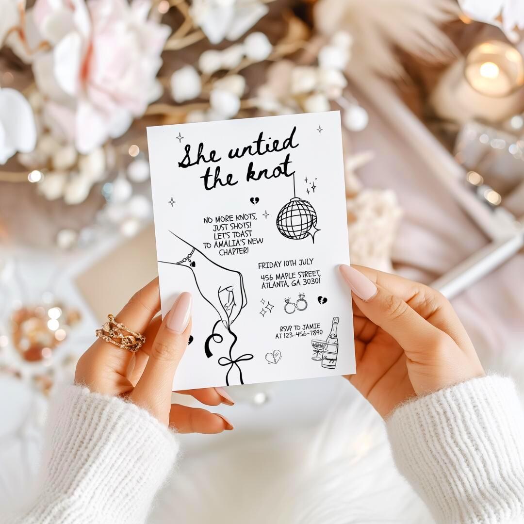 Digital Divorce Party Invitation Editable Template Coquette Black Bow ...