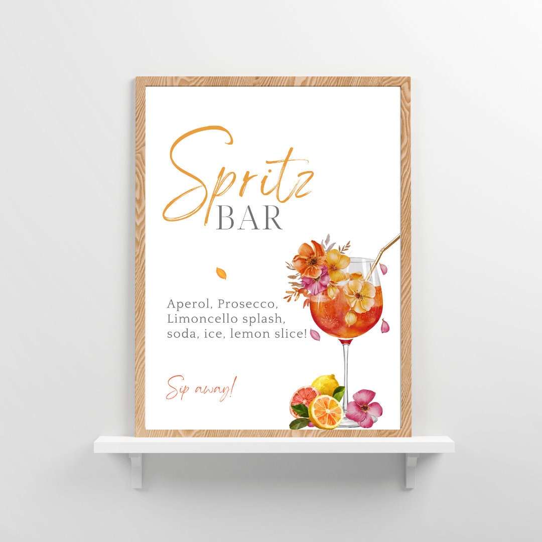 Signature Drink Bar Menu Template, Aperol Spritz Bar Sign, Aperol ...