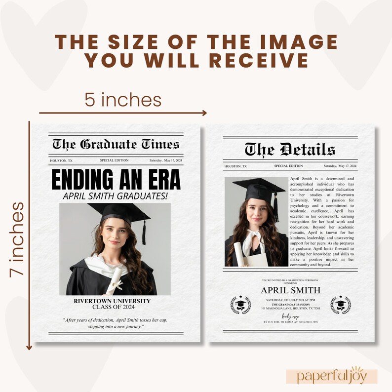 Editable Newspaper Graduation Invitation, Graduation Announcement 2024 ...