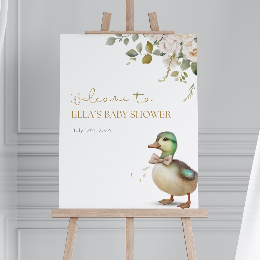 Duck Baby Shower Welcome Sign, Mallard Duck Boy Baby Shower Welcome ...