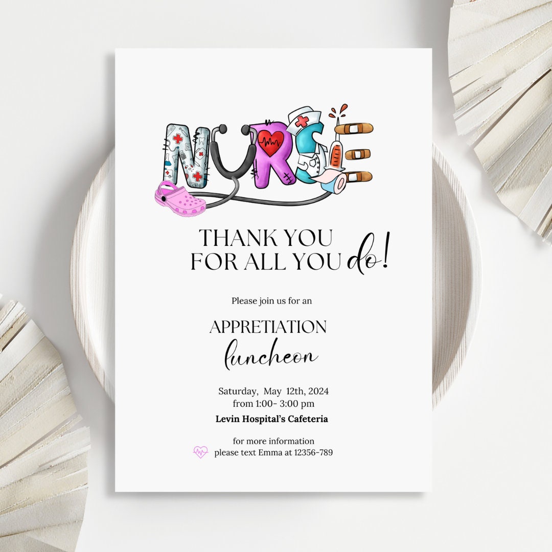 Nurse Appreciation Luncheon Invitation, Nurses Appreciation Week ...