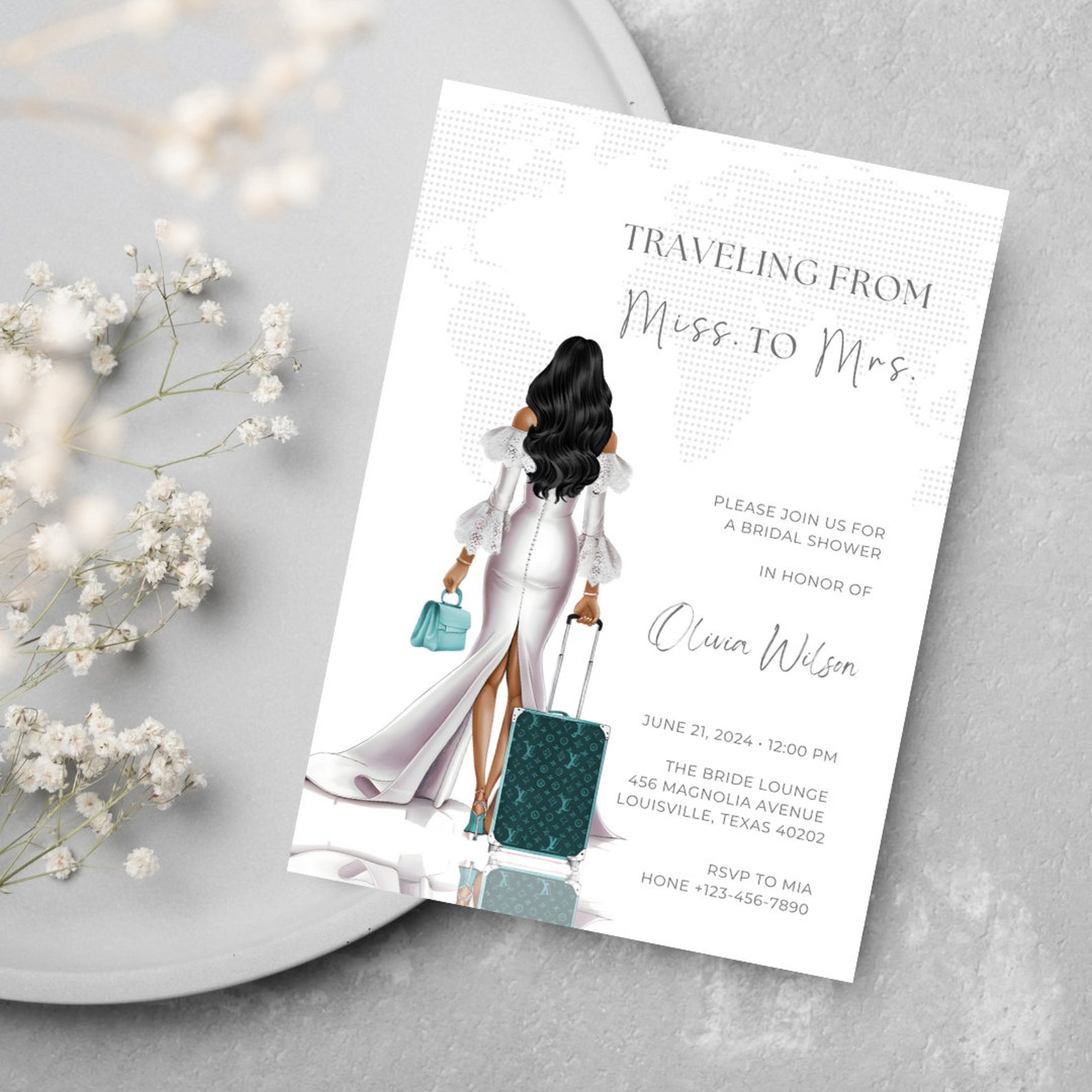 Traveling From Miss to Mrs Bridal Shower Invitation, Bridal Shower ...
