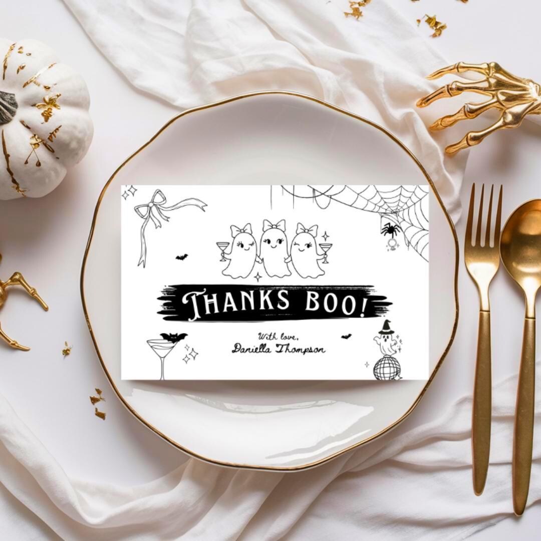 Halloween Bachelorette Thank You Card Coquette Bridal Shower Ghost Gift ...