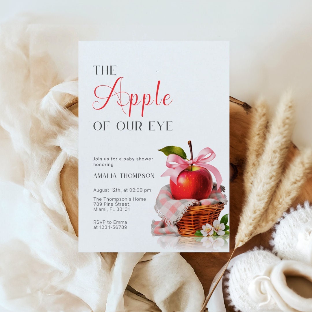 Fall Baby Shower Invitation Apple, Apple of Our Eye Baby Shower ...