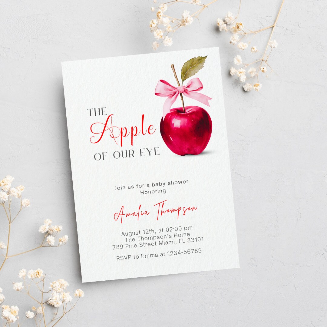 Fall Baby Shower Invitation Apple, Apple of Our Eye Baby Shower ...